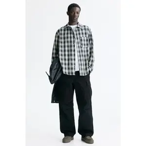 H&m Relaxed-fit Shirt - Dark Gray/checked