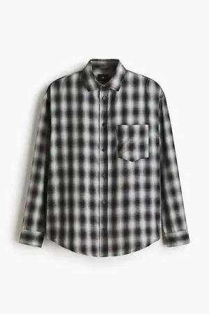 H&m Relaxed-fit Shirt - Dark Gray/checked