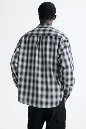H&m Relaxed-fit Shirt - Dark Gray/checked
