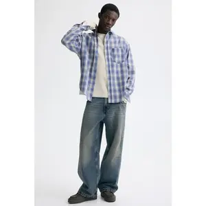 H&m Relaxed Fit Shirt - Light Blue/checked