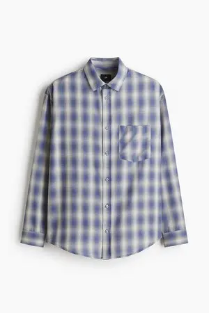 H&m Relaxed Fit Shirt - Light Blue/checked