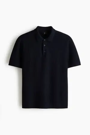 H&M Regular Fit Textured-knit Polo Shirt