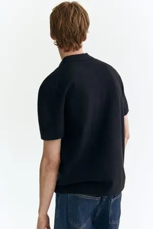 H&M Regular Fit Textured-knit Polo Shirt