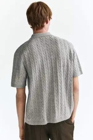 H&m Regular Fit Cable-knit Shirt - Gray