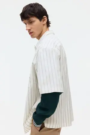 H&m Regular Fit Embroidered-motif Shirt - White/striped