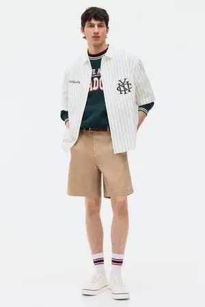 H&m Regular Fit Embroidered-motif Shirt - White/striped