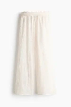 H&m Crinkled Cotton Beach Trousers - Cream