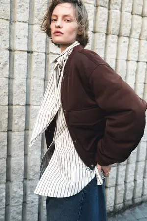 H&m Relaxed Fit Shirt With Scarf Detail - White/striped