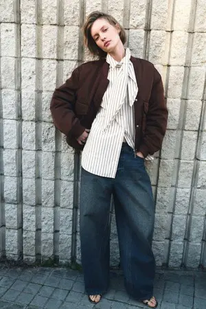 H&m Relaxed Fit Shirt With Scarf Detail - White/striped