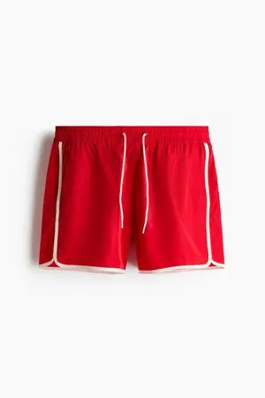 H&m Swim Shorts With Drawstring Waist - Red