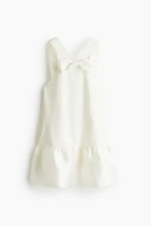 H&m Bow Detail V-neck Peplum Top - Cream