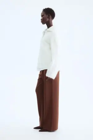 H&m Loose-fit Crease-front Pull-on Pants - Brown