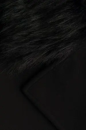 H&m Double-breasted Pea Coat With Fluffy Collar