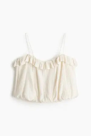 H&m Bubble Hem Strappy Top - Cream