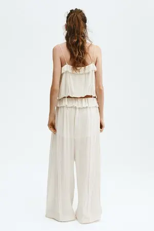 H&m Bubble Hem Strappy Top - Cream