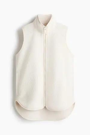 H&m Regular Fit Teddy Sports Gilet - Ivory