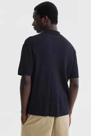 H&m Regular Fit Rib-knit Shirt - Dark Blue