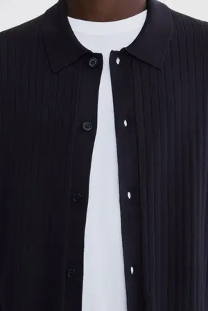 H&m Regular Fit Rib-knit Shirt - Dark Blue