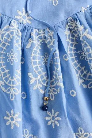 H&m Embroidered Tie-strap Sweetheart Neckline Dress