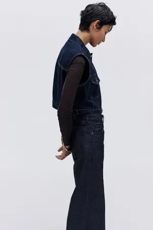H&m Cropped Denim Waistcoat