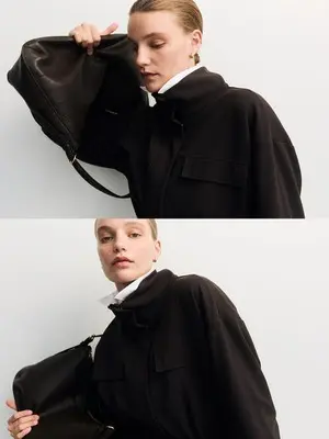 H&m Ponte Di Roma Funnel Neck Jacket