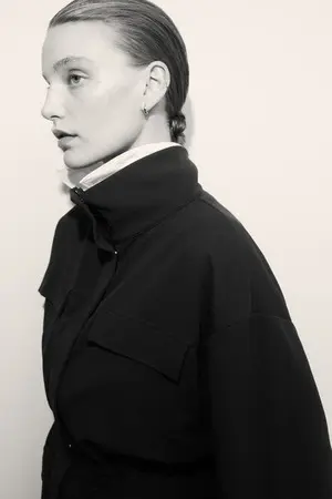 H&m Ponte Di Roma Funnel Neck Jacket