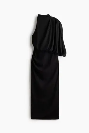 H&m Asymmetrical Draped One-shoulder Maxi Dress