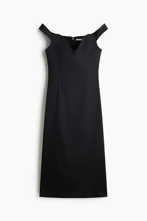 H&m Off-the-shoulder Sweetheart Neckline Twill Dress