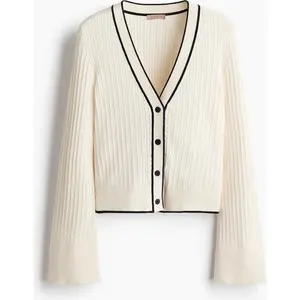 H&m Cable-knit Cardigan With Flared Sleeves
