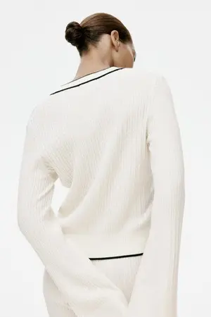 H&m Cable-knit Cardigan With Flared Sleeves