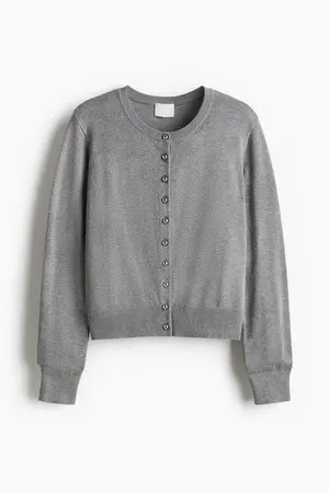 H&m Knitted Cardigan With Gold-coloured Buttons