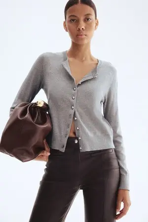 H&m Knitted Cardigan With Gold-coloured Buttons