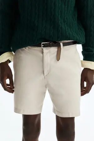 H&m Regular Fit Cotton Chino Shorts - Light Beige