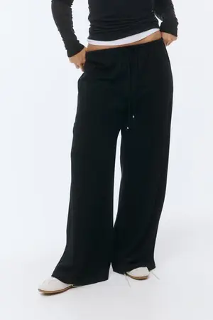 H&m Cotton Drawstring Trousers - Black