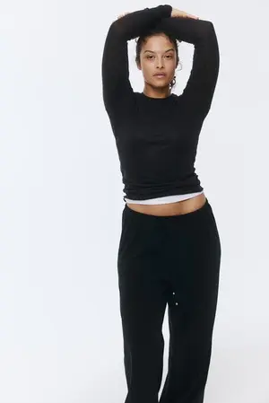 H&m Cotton Drawstring Trousers - Black