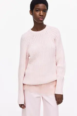H&m Rib-knit Jumper With Raglan Sleeves - Light Pink