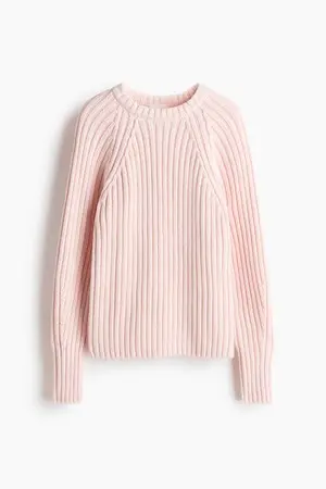 H&m Rib-knit Jumper With Raglan Sleeves - Light Pink