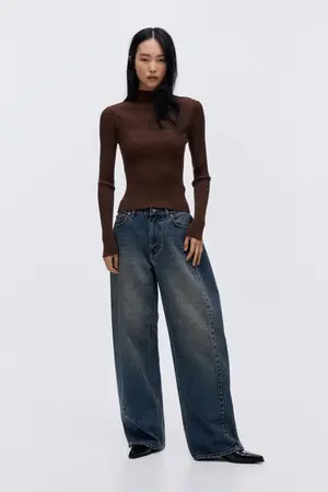 H&m Glittery Rib-knit Turtleneck Top