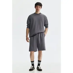 H&M Relaxed Fit Interlock Knee-length Shorts - Dark Gray