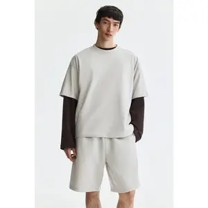 H&m Relaxed Fit Interlock Knee-length Shorts - Light Gray