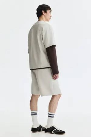 H&m Relaxed Fit Interlock Knee-length Shorts - Light Gray
