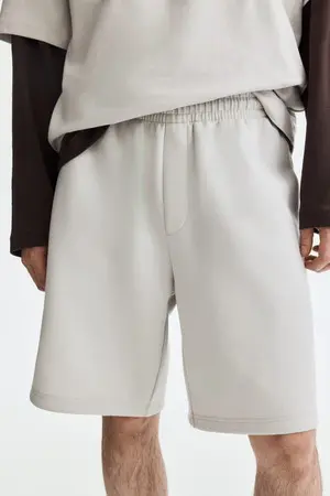 H&m Relaxed Fit Interlock Knee-length Shorts - Light Gray