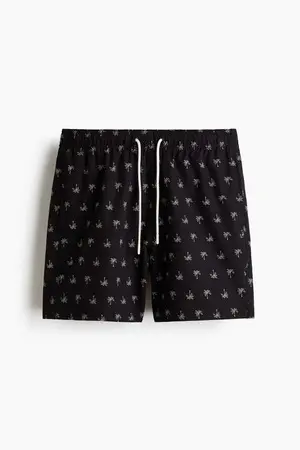 H&M Seersucker Swim Shorts With Palm Print