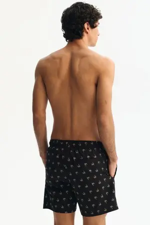 H&M Seersucker Swim Shorts With Palm Print