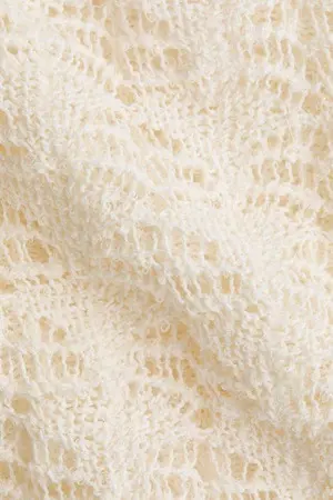 H&m Pointelle-knit Jumper With Scalloped Trims - Cream