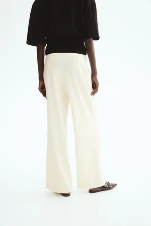 H&m Ponte Di Roma Wide Leg Trousers With Buckled Belt
