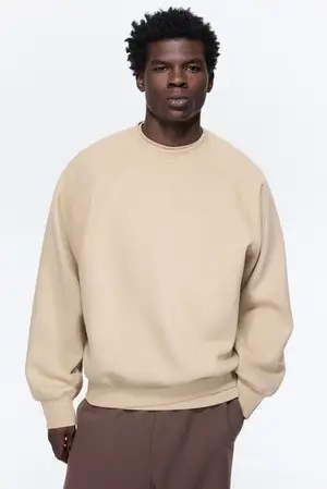 H&M Oversized Fit Sweatshirt With Raglan Sleeves - Beige
