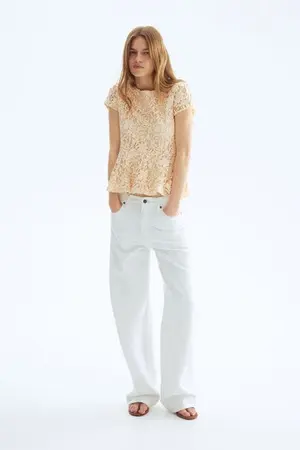 H&m Crochet-look Peplum Top