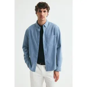 H&M Regular-fit Corduroy Shirt - Light Blue