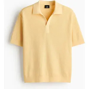 H&M Regular Fit Cable-knit Polo Shirt - Yellow